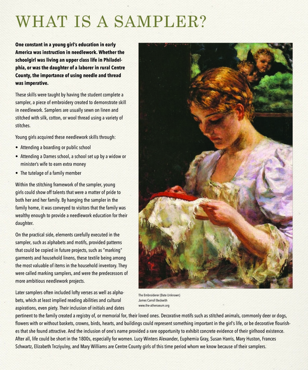 Unraveling the Threads of History - Centre County Historical Society